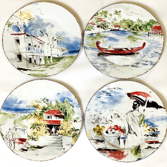 Pier 1 | Dining | Pier Destination 75 Salad Luncheon Plates Tropical ...